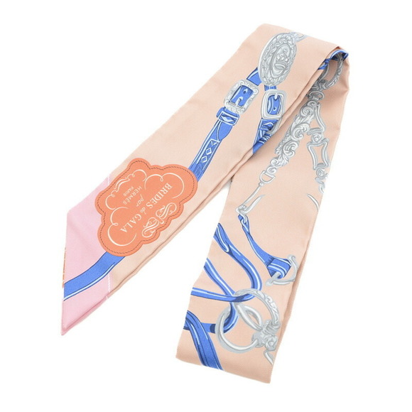 Hermes | Accessories | Hermes Twilly Scarf Brid De Gala Applique Pique Rose Poudreblue Dewmulti ...
